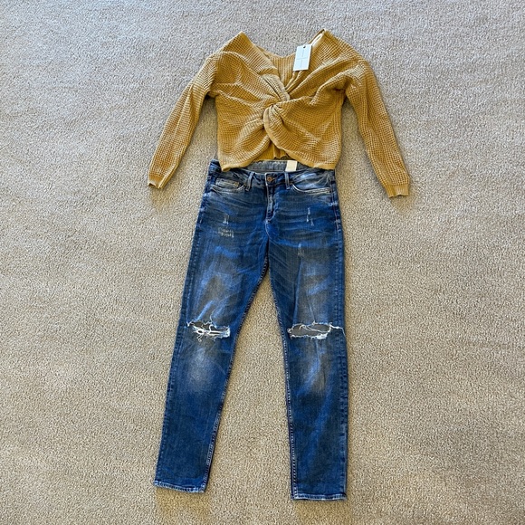 moon & madison | Sweaters | Moon And Madison Oatmeal Knit Twist Top ...